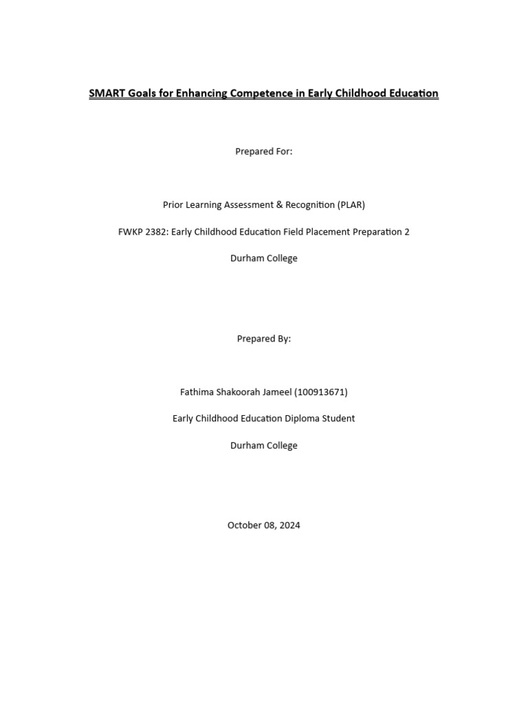 SMART Goals For Enhancing Competence in Early Childhood Education | PDF ...