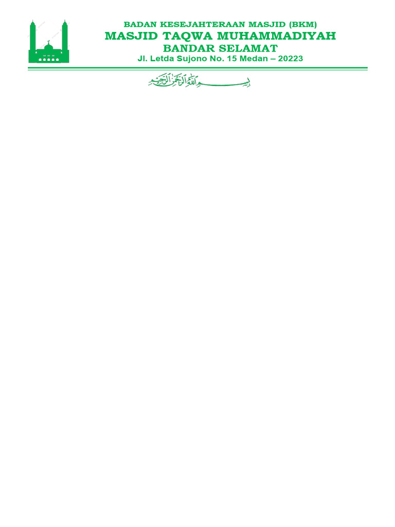 Kop Surat BKM Masjid Taqwa Bandar Selamat | PDF