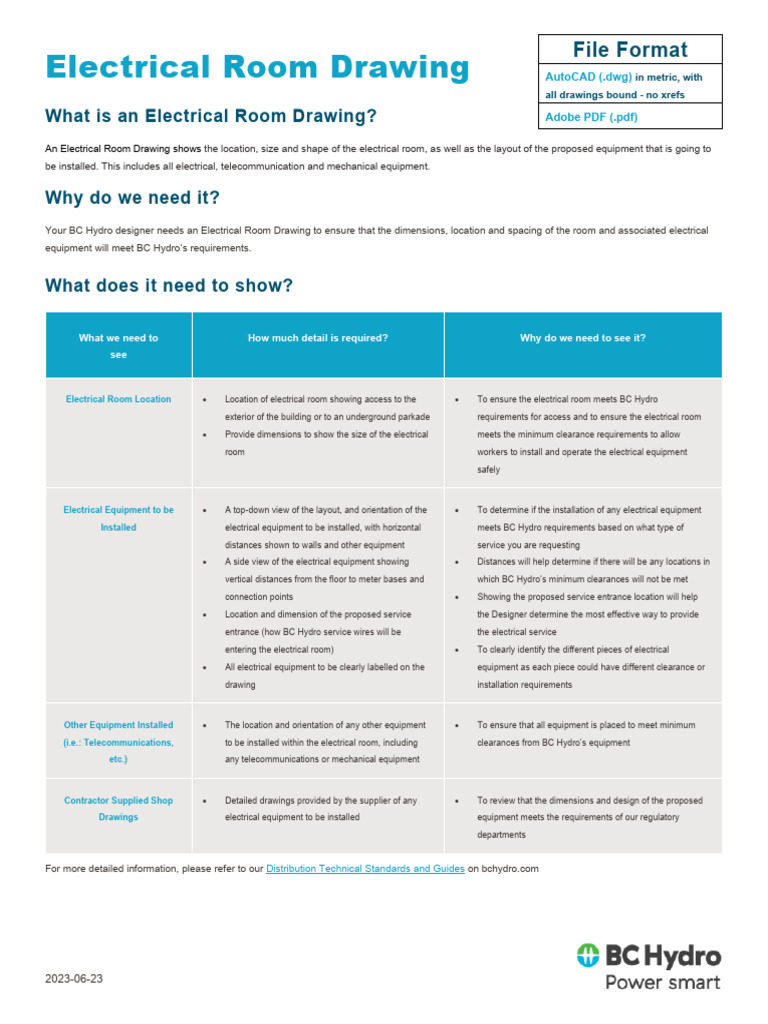 Electrical Room Drawing Requirements | PDF