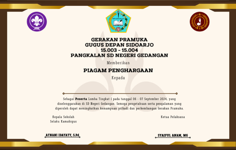 Piagam Penghargaan Peserta | PDF