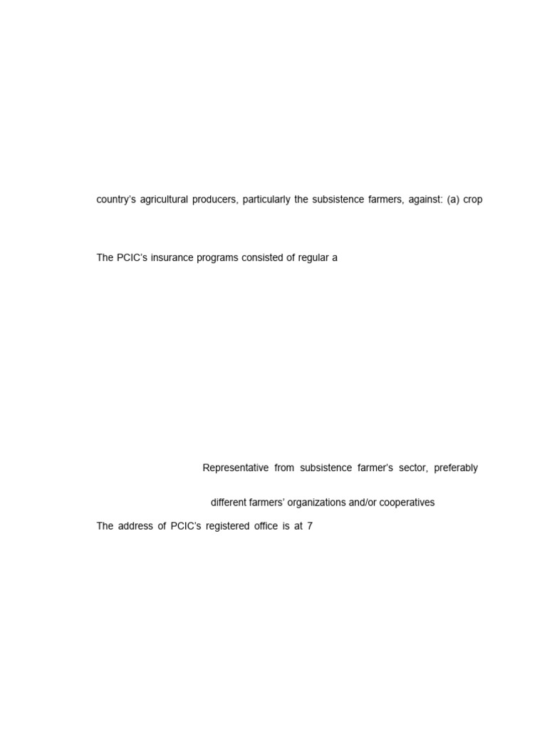 PCIC Crop Insurance Form Overview | PDF | Insurance | Expense