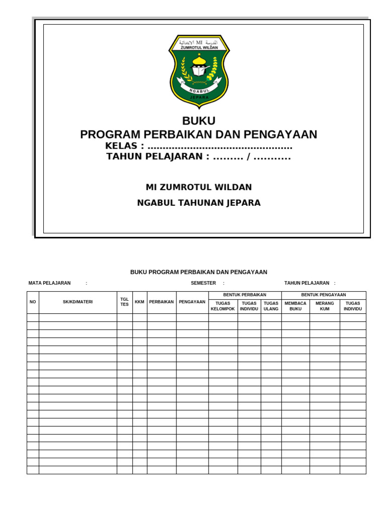 Buku Program Perbaikan Dan Pengayaan | PDF