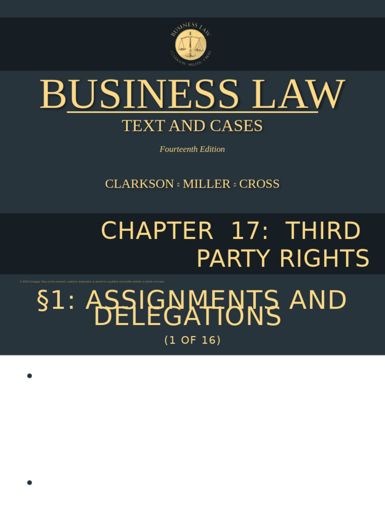 Clarkson14e - PPT - ch17 Third Party Rights | PDF | Assignment (Law ...