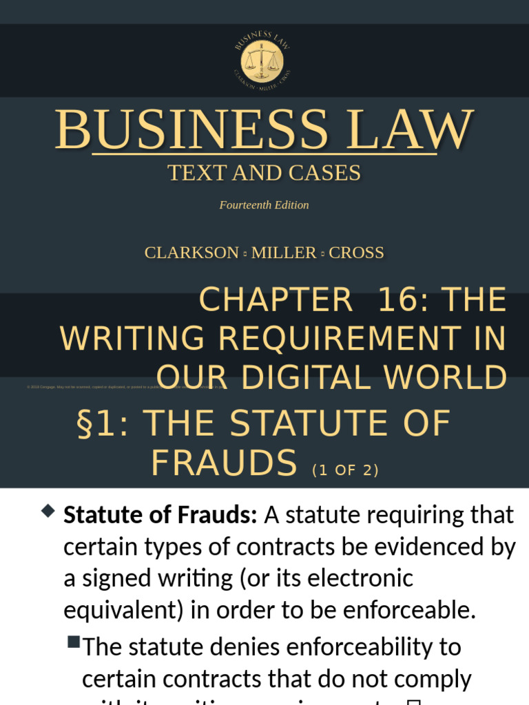 Clarkson14e - PPT - ch16 Writing Requirement in Digital World | PDF | Parol Evidence Rule | Law ...