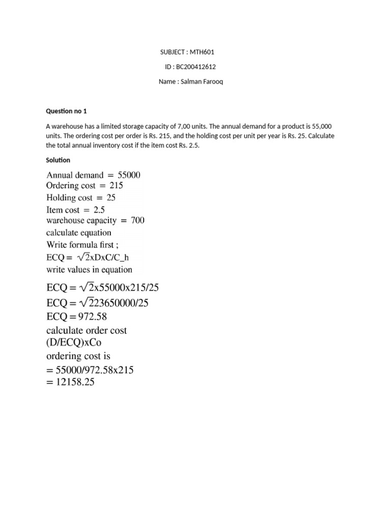 mth601 Assignment 2024 | PDF