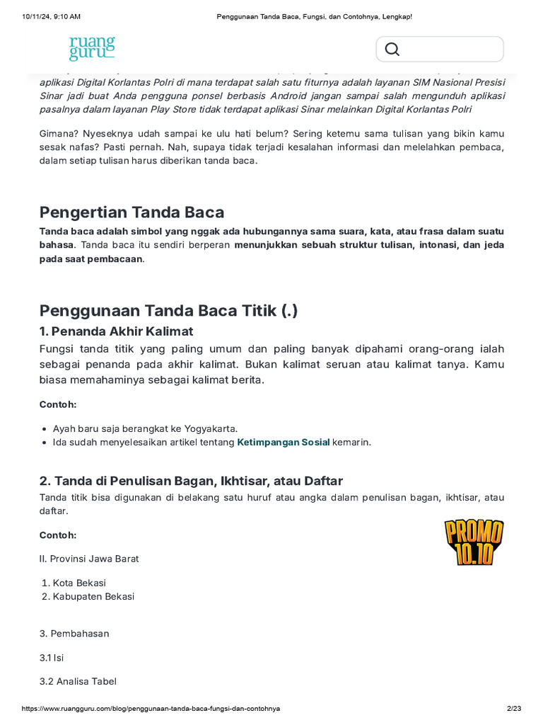 Penggunaan Tanda Baca, Fungsi, Dan Contohnya, Lengkap! | PDF
