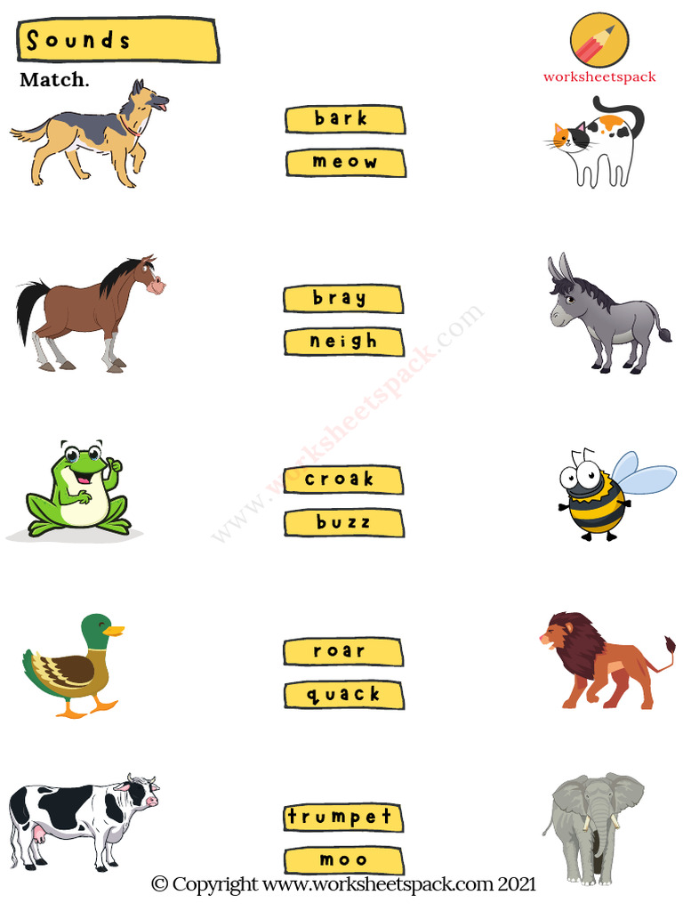 Animal Sounds Matching Worksheet | PDF