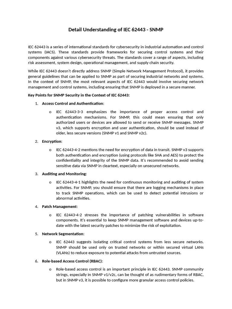 Detail Understanding of IEC 62443 For SNMP | PDF | Security | Computer Security