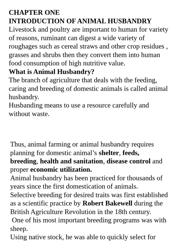 Introduction to Animal Husbandry | PDF | Domestication | Agriculture