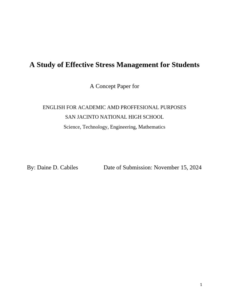 Stress Management Strategies for Students | PDF | Stress (Biology ...