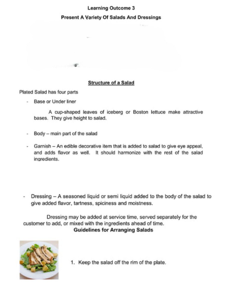 Structure of A Salad | PDF