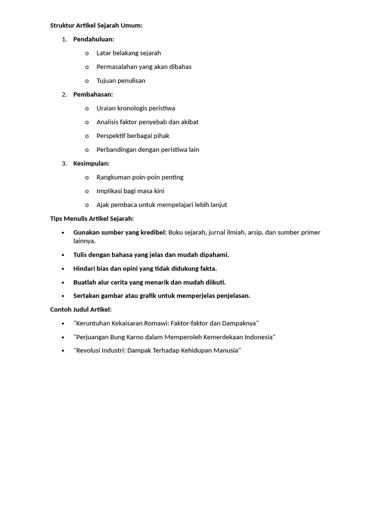 Struktur Artikel Sejarah Umum | PDF