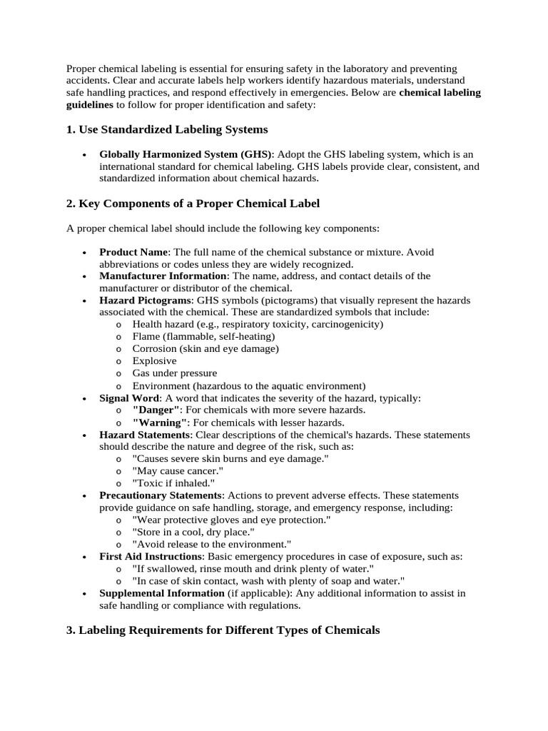 Proper Chemical Labelling | PDF | Working Conditions | Workplace