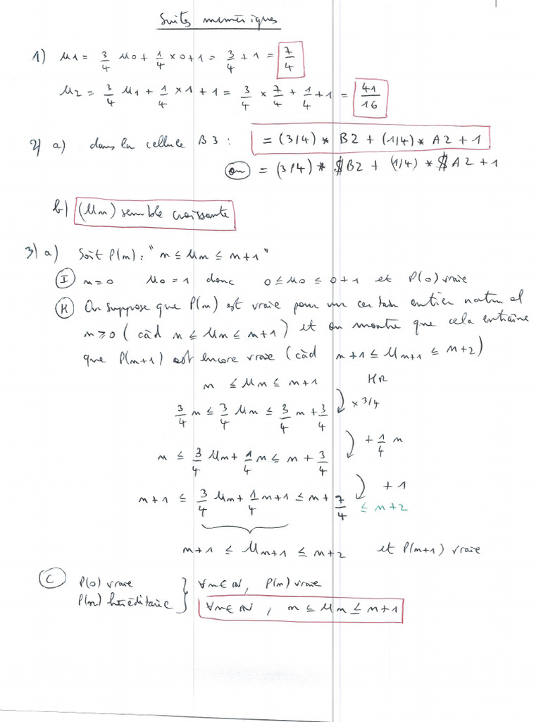 Corrigé Récurrence, Géom, Arith | PDF