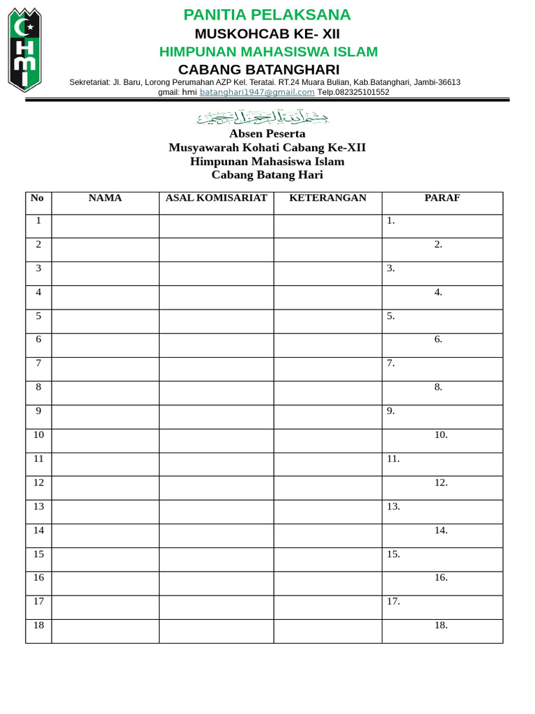 Absen Registrasi - 1 | PDF