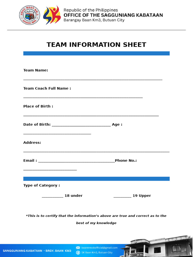Coach Information Sheet | PDF