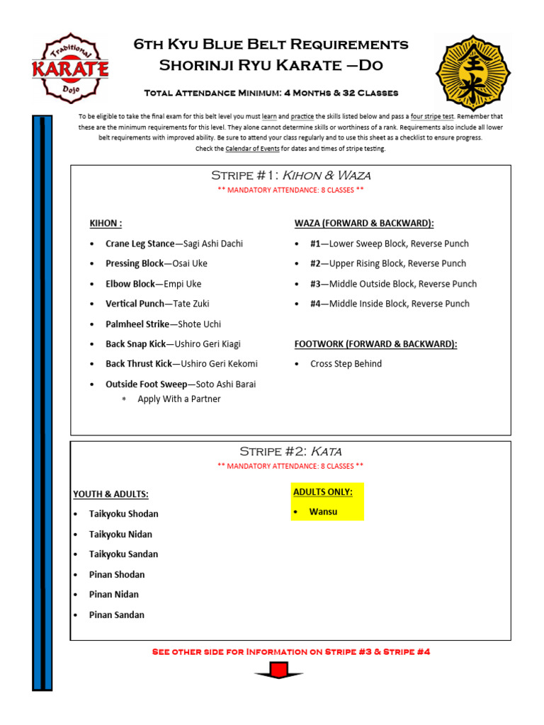 6th Kyu Blue Black Belt 2018 | PDF | Japanese Martial Arts