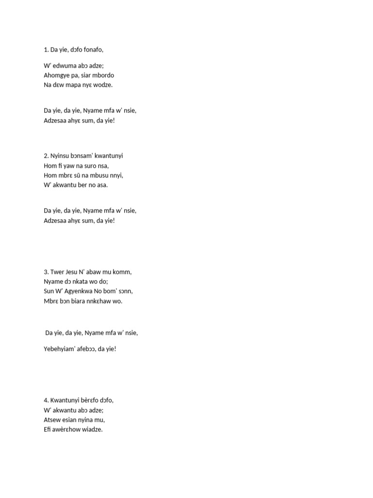 Da Yie Dofo Lyrics Analysis | PDF