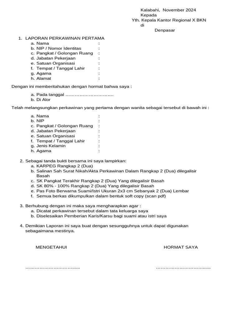 Surat BP Zarus BKN Karis | PDF