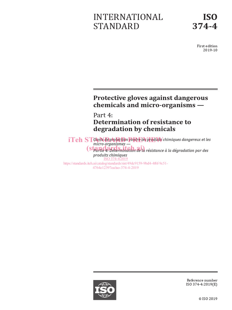 ISO 374-4: Chemical Resistance Testing | PDF | International ...