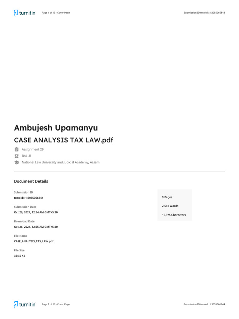 CASE ANALYSIS TAX LAW Plag Report | PDF | Taxes | Royalty Payment