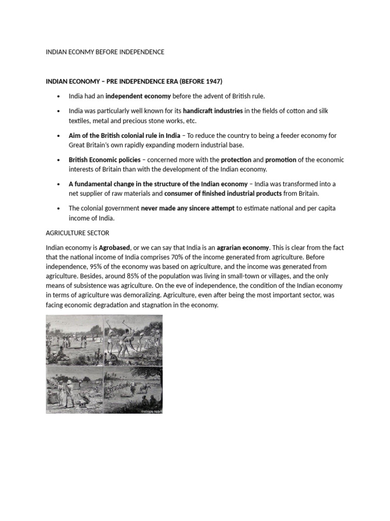Indian Econmy Before Independence | PDF | Economy Of India | Economies