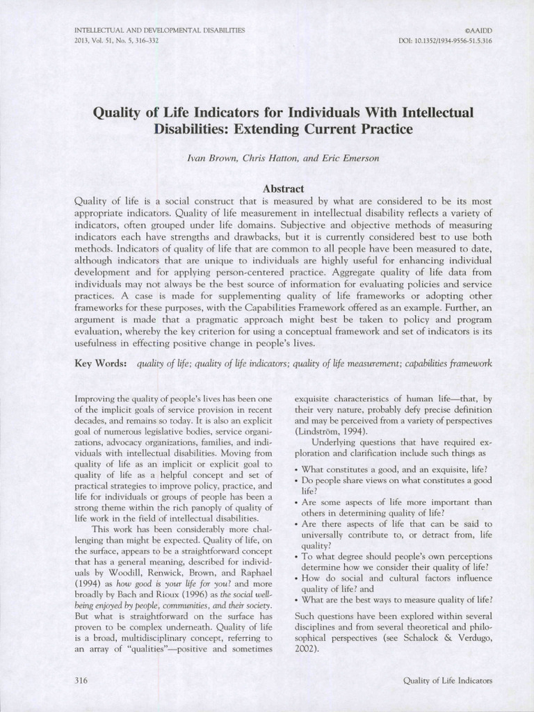 Brown 2013 | PDF | Quality Of Life | Disability