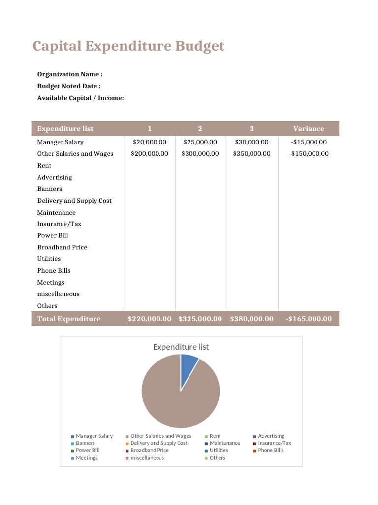 Capital Expenditure Budget Template | PDF