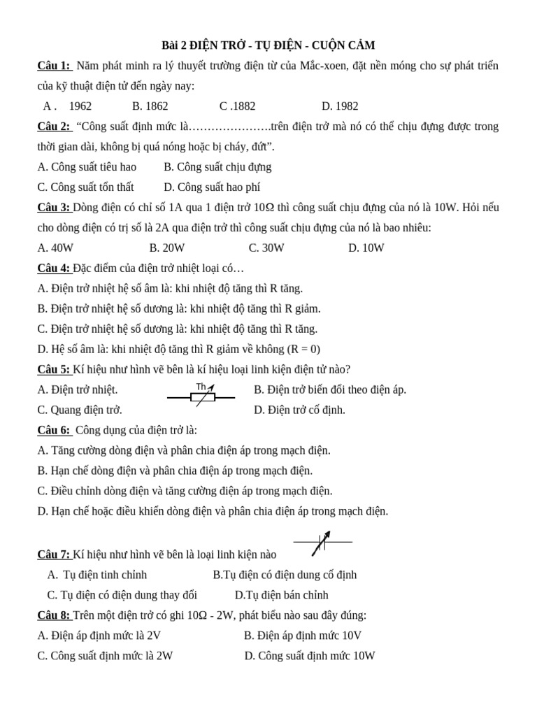 Câu Hỏi Ôn Tập Giữa Kì I- Cn12 | PDF