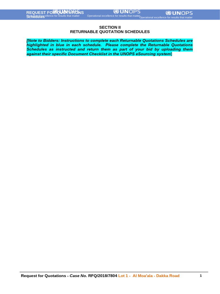 Lot 1 - RFQ_Section_II_Returnable Quotation Schedules | PDF | Insurance ...