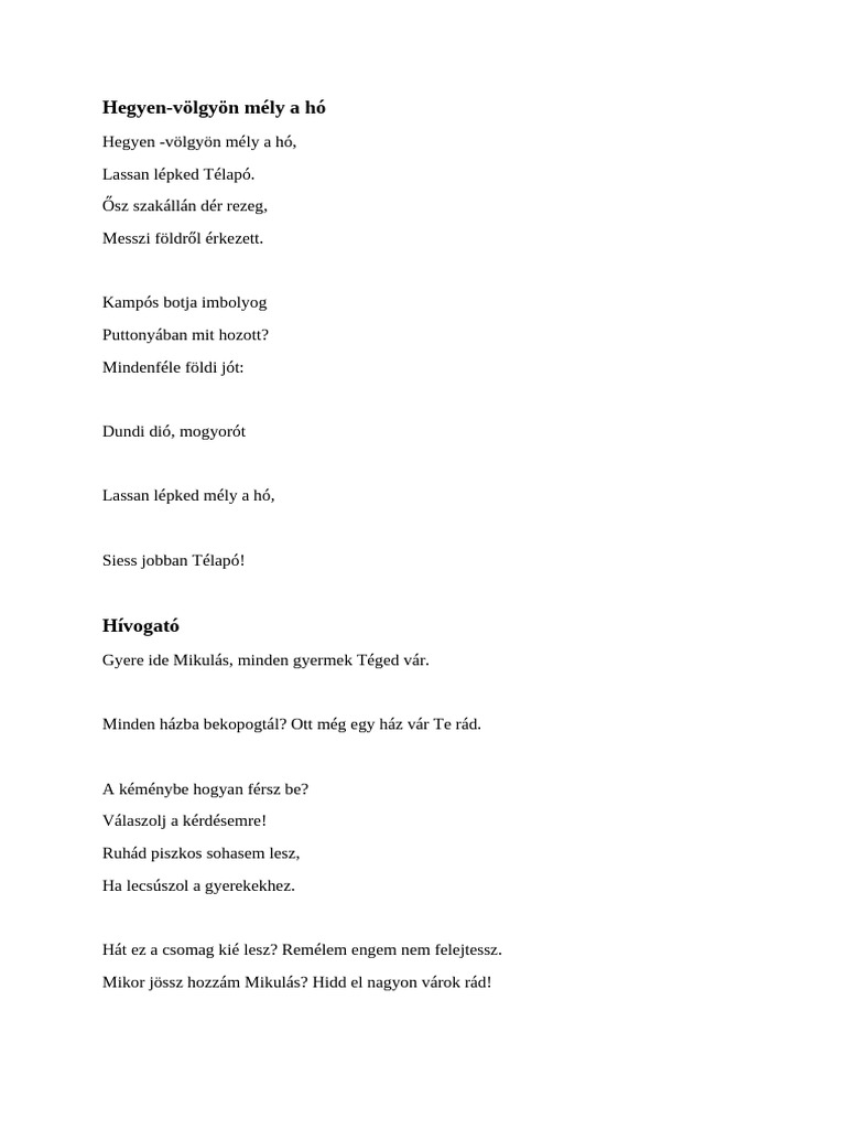 Mikulás Versek | PDF