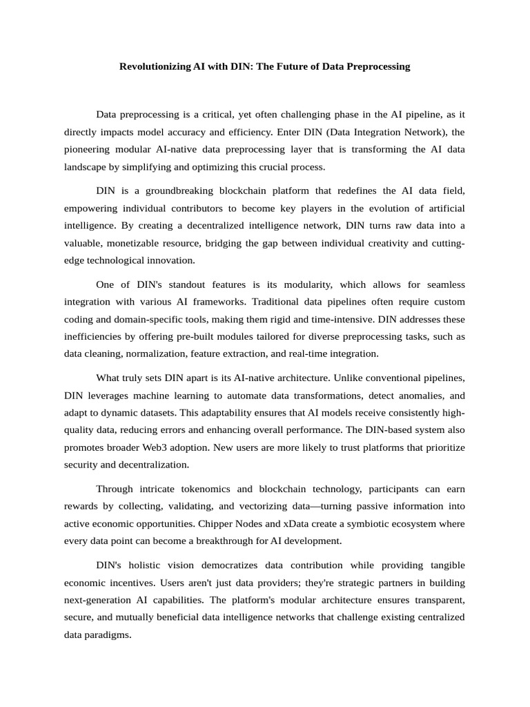 Revolutionizing AI With DIN | PDF | Artificial Intelligence | Intelligence (AI) & Semantics