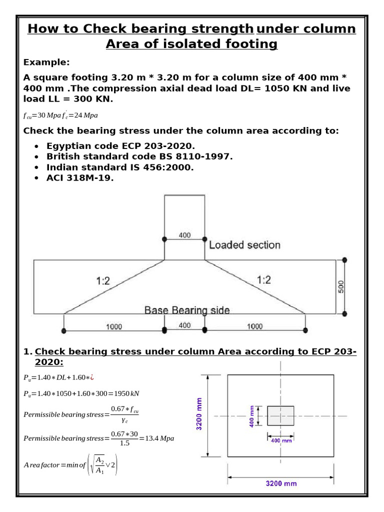 Check of Bearing Strength of Footing 4 Codes | PDF | Civil Engineering ...
