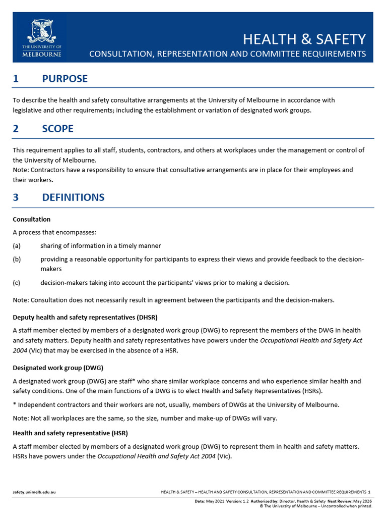 Health and Safety Consultation Representation and Committee ...