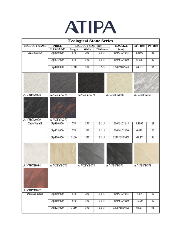 Atipa Pricelist 2024 | PDF | Brick | Rocks