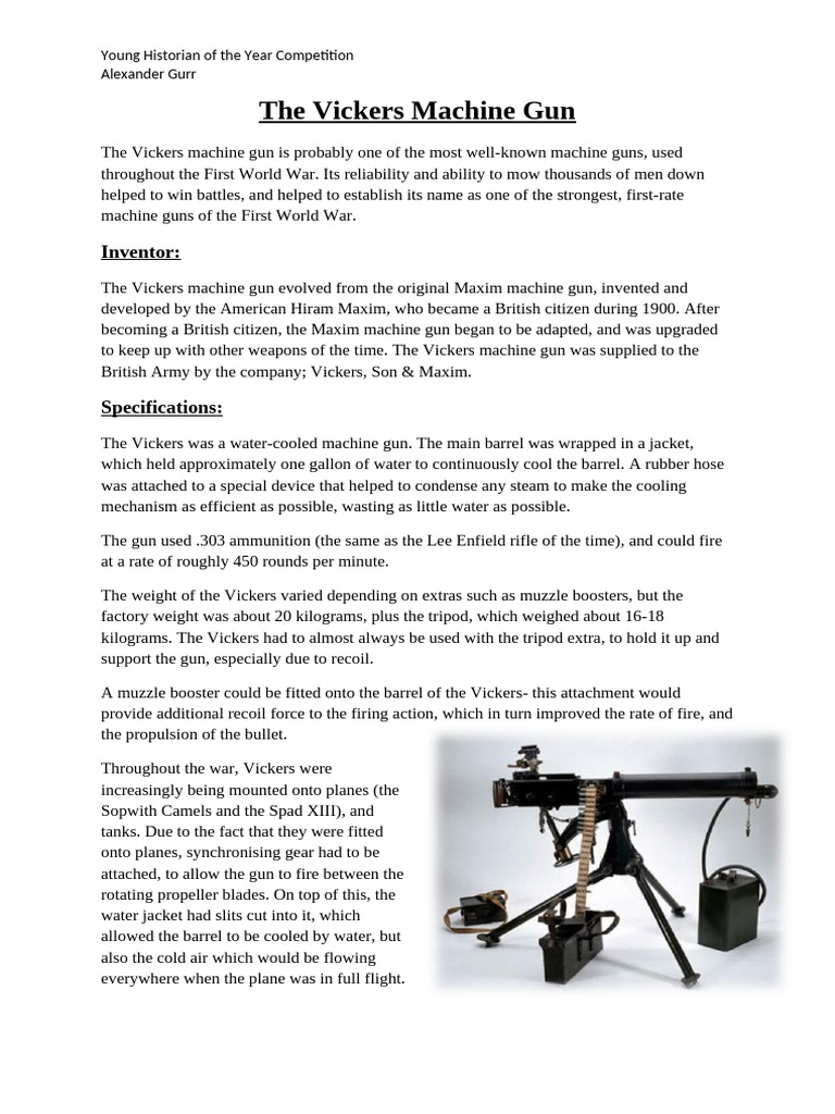 The Vickers Machine Gun Alexander Gurr | PDF | Machine Gun | Gun
