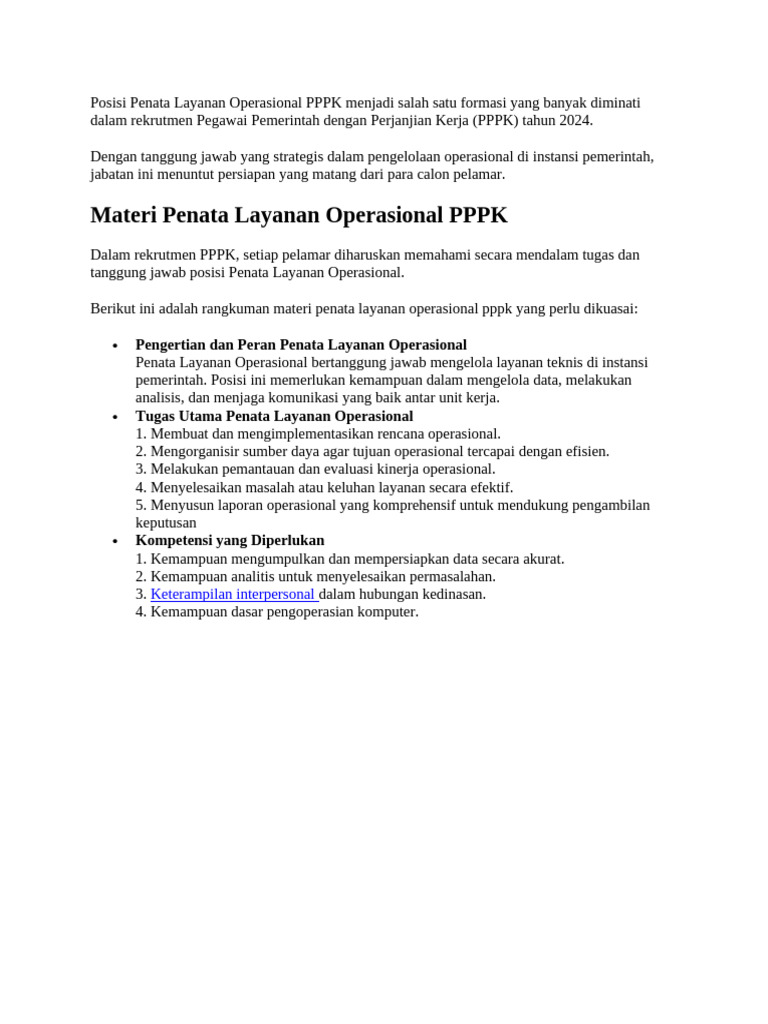 Materi Penata Layanan Operasional PPPK | PDF