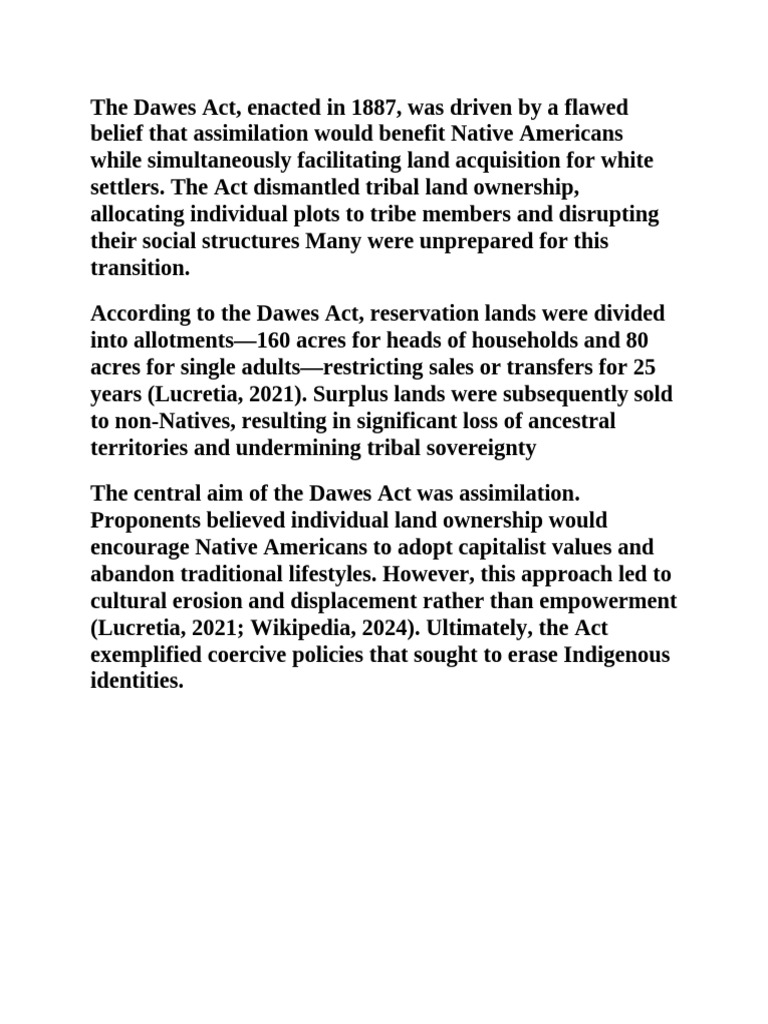 The Dawes Act, Enacted in 188 | PDF