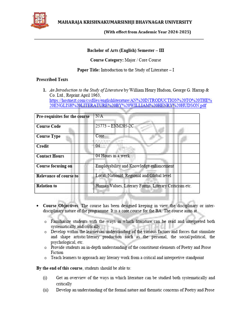 Ba - Sem - 3 - English - Major-5 25773 - Introduction To The Study of ...