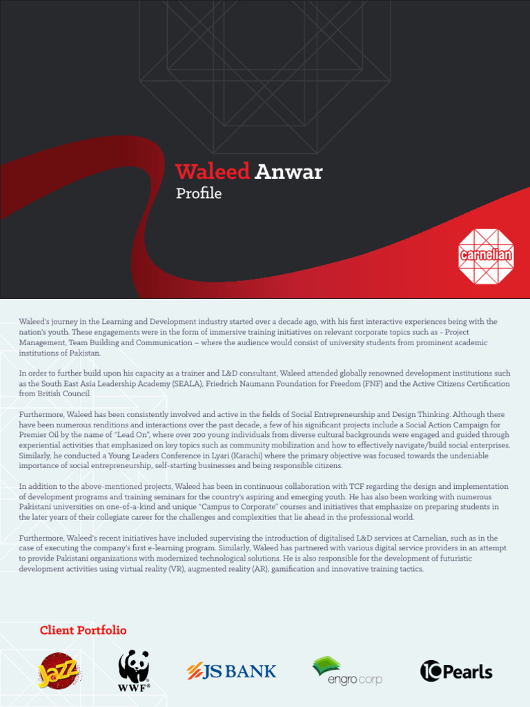 Waleed Anwar Profile | PDF | Pakistan | Virtual Reality