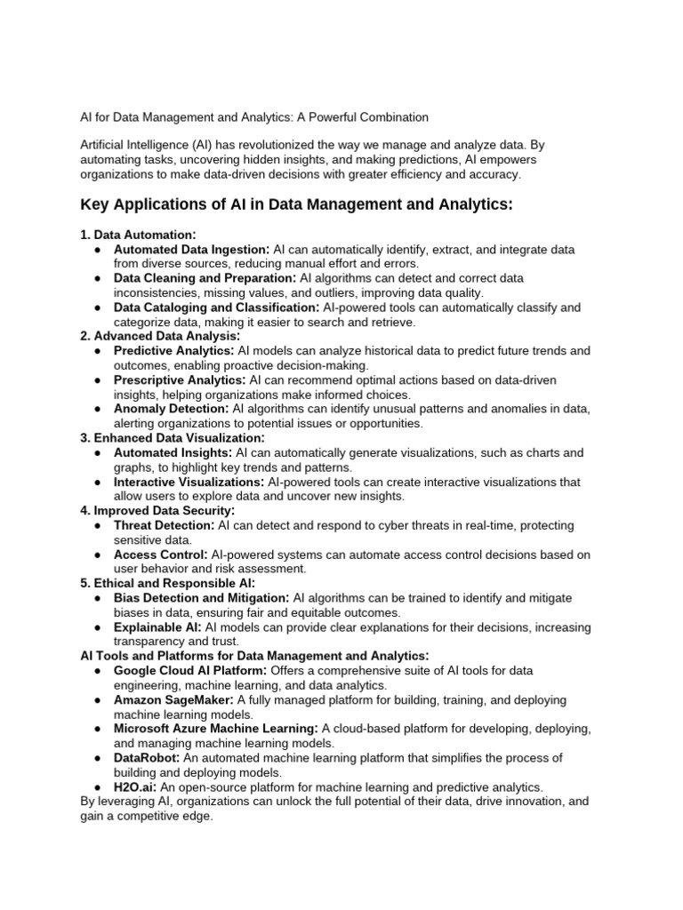 Ai For Data Management and Analytics | PDF | Artificial Intelligence ...