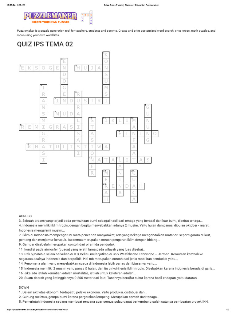 Soal TTS Ips 8 Jawaban | PDF