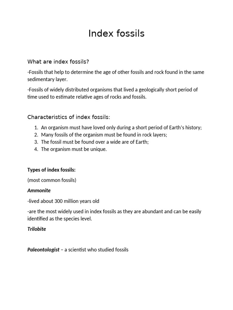 Index Fossils (Reporting) Visual | PDF | Fossil | Rock (Geology)