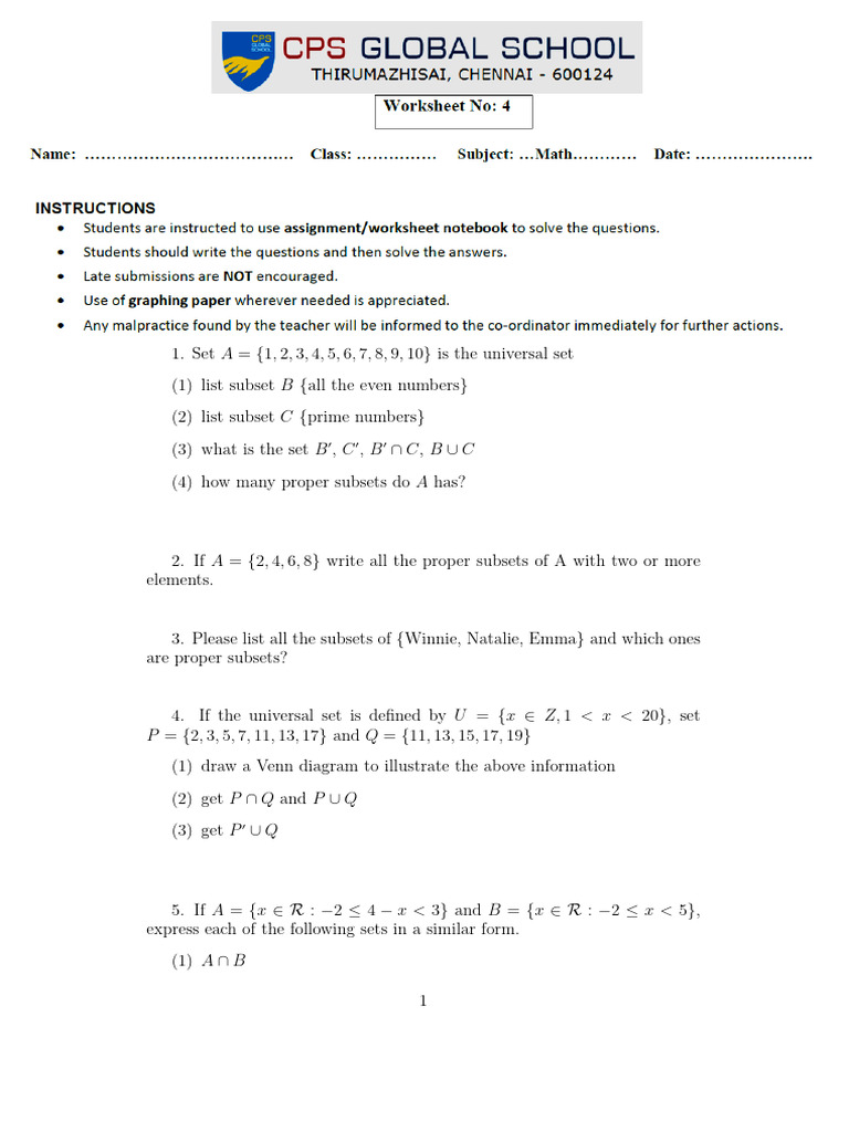 Worksheet-Sets - 2 | PDF