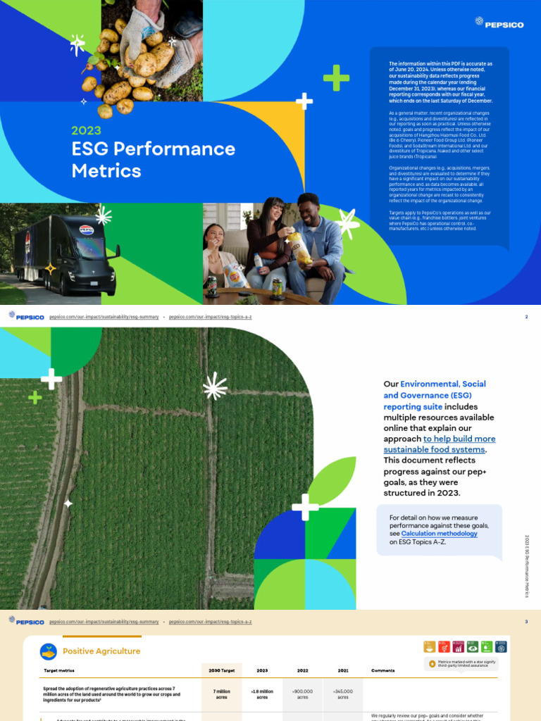 Pepsico 2023 Esg Performance Metrics | PDF | Reuse | Sustainability