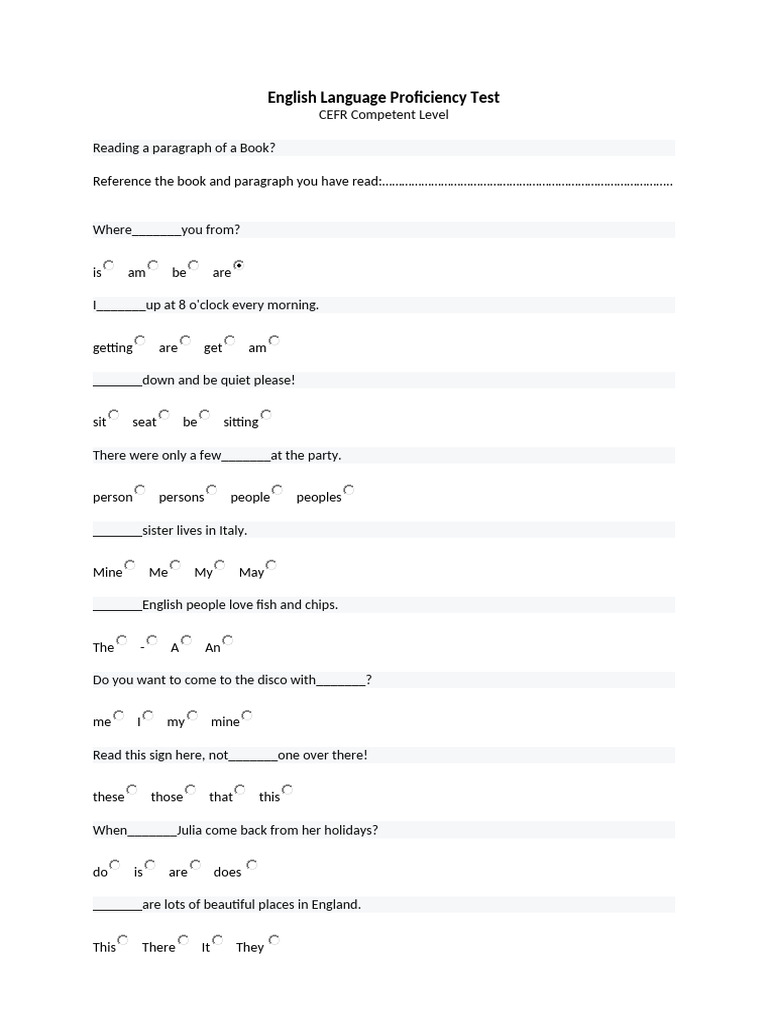 English Language Proficiency Test | PDF