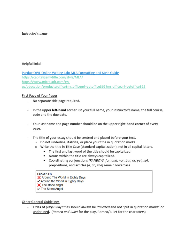 MLA Formatting Guide for Essays | PDF | Characters In Romeo And Juliet