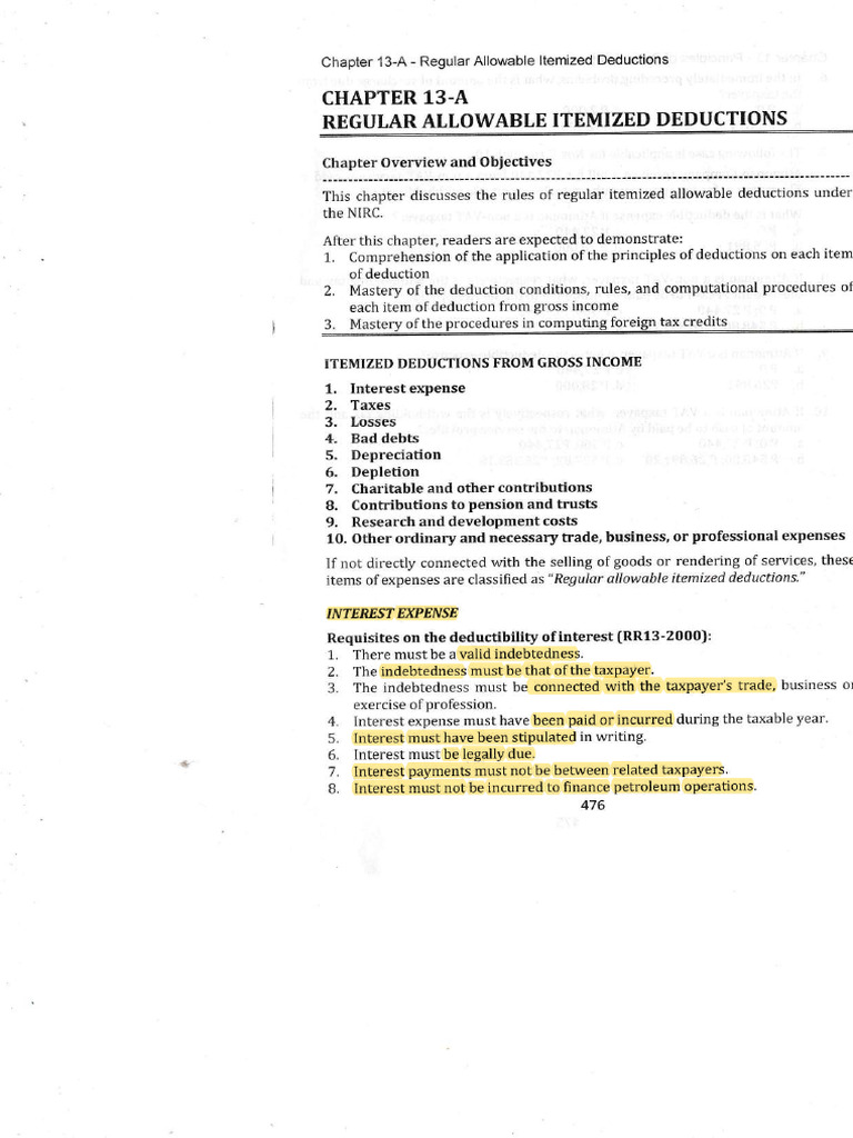 Tax231 - Lesson 6 - Regular Allowable Itemized Deductions | PDF | Tax Deduction | Taxes