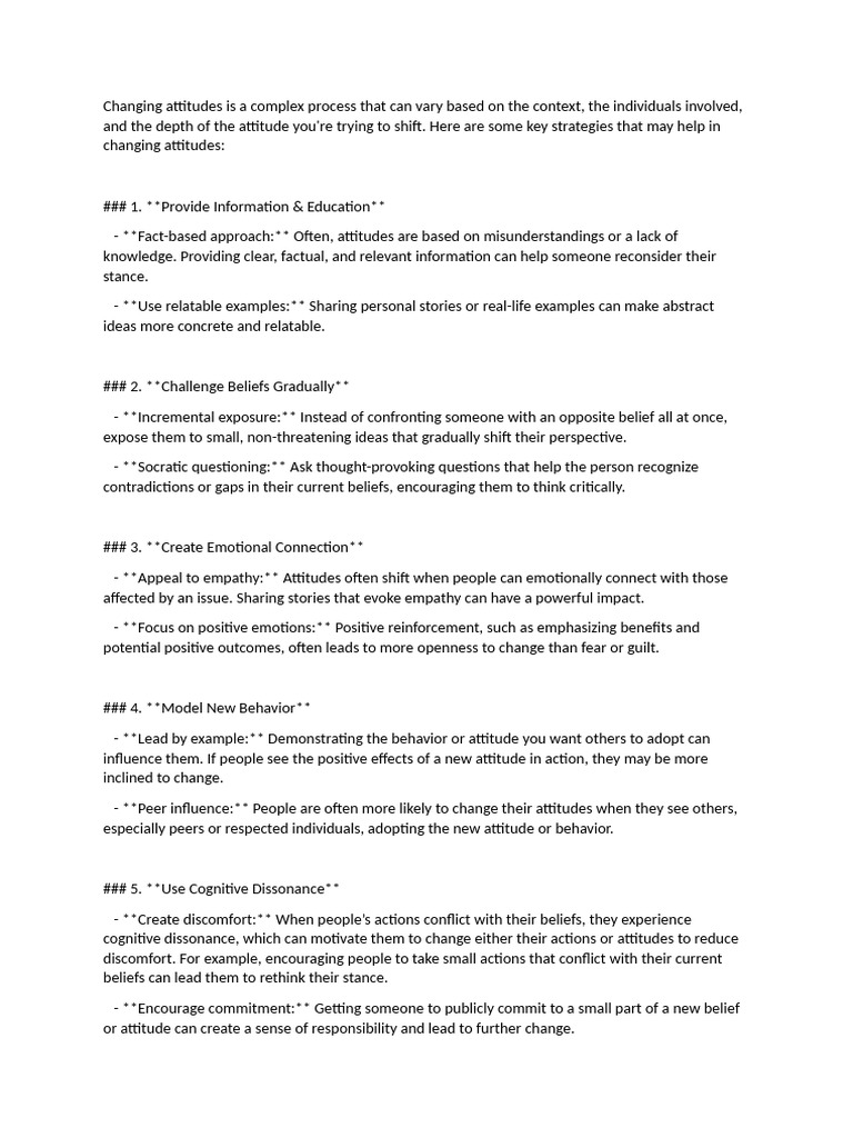 Strategies for Changing Attitudes | PDF | Attitude (Psychology ...