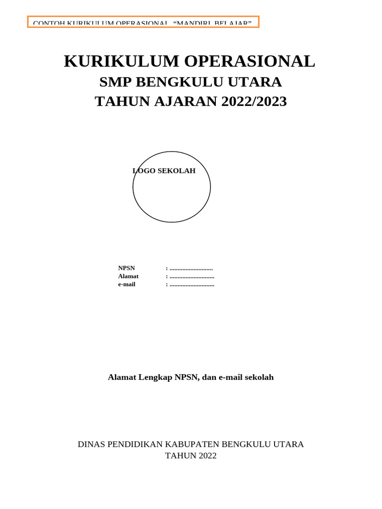 Contoh KOSP SMP Mandiri Belajar | PDF
